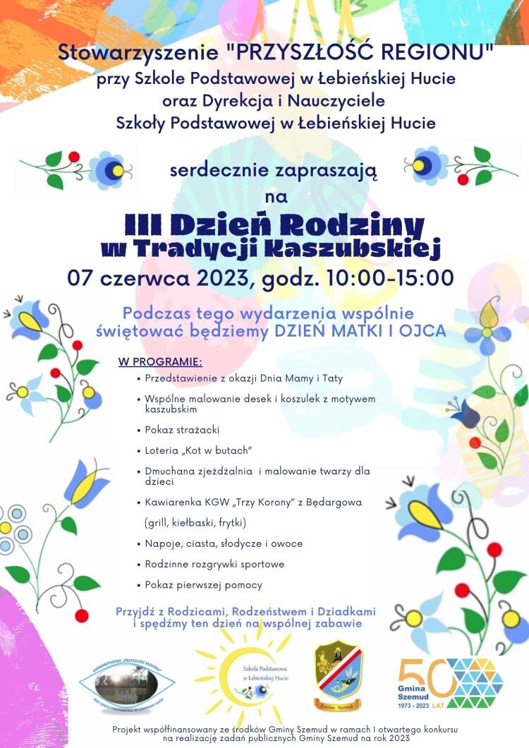 III DZIEŃ RODZINY W TRADYCJI KASZUBSKIEJ - ZAPROSZENIE - Szkoła Podstawowa w Łebieńskiej Hucie